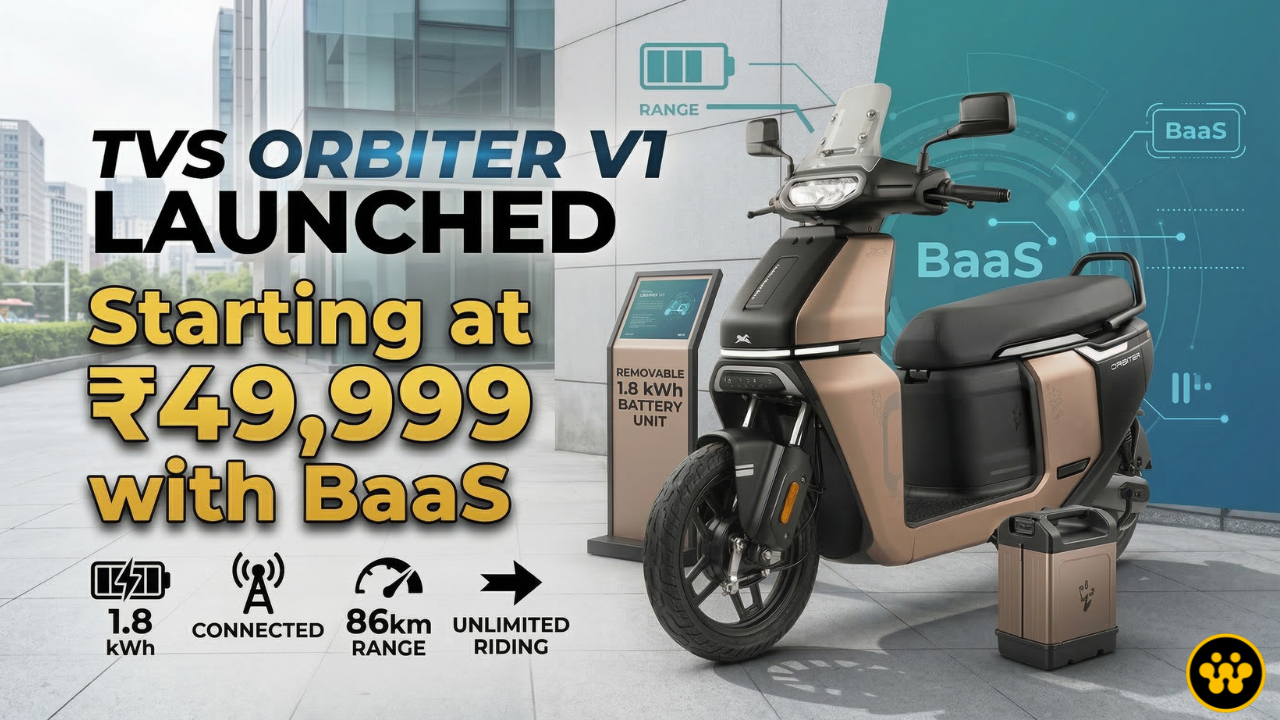 TVS Orbiter V1 Launched at ₹49,999 | New TVS BaaS Model | EVINDIA