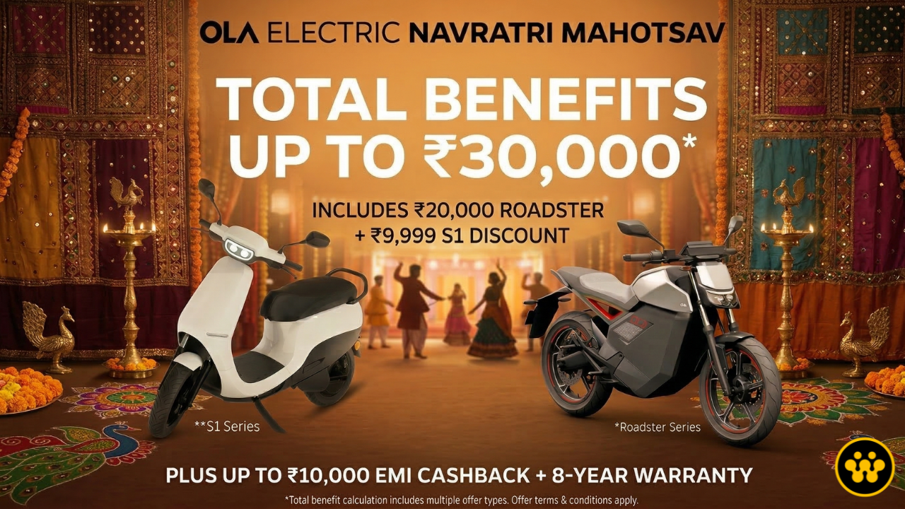 Ola Navratri 2026 Offers: ₹30,000 Off Roadster & S1X Sale | EVINDIA